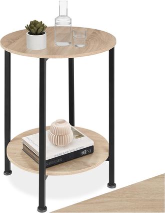 TecTake Beistelltisch rund, Beistelltisch Couch, Couchtisch mit Stauraum Ø 45 x 64 cm, Nachttisch Deko Schlafzimmer Möbel, Deko Wohnzimmer Möbel, Blumenhocker