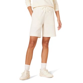 Amazon Essentials Damen Fleece-Bermudashorts mit hoher Taille (in Übergröße erhältlich), Eierschalenweiß, XXL
