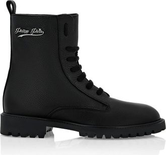 Philipp Plein Femme, Chaussures, Noir, Taille: 35 EU Bottines en cuir &agrave; lacets