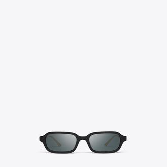 Tory Burch Rechteckige Kira Sonnenbrille aus Metall