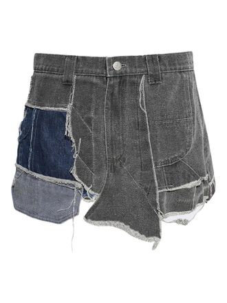 Natasha Zinko minijupe &agrave; design patchwork - Gris