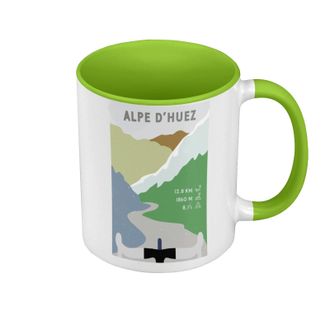 Fabulous Tasse Farbe Premium Gr&uuml;n - Alpe dHuez Radsport Frankreich Mountain Tour - Tasse mit Henkel und farbigem Innenfutter