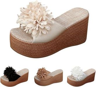 Generic Sandales compens&eacute;es &agrave; plateforme pour femme - Bout ouvert - R&eacute;tro - Antid&eacute;rapantes - Confortable - Coussin &eacute;pais - R&eacute;duit le stress sur les pieds, les