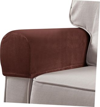 TOPBATHY Sofa Armlehnenbezüge Polyester Elastischer Armlehnenschutz Für Wohnzimmer Büro 2 Stück Kaffeefarbe