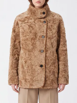 Low Classic Wende-Shearling-Mantel aus Webpelz mit Stehkragen