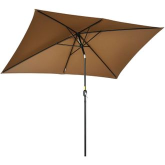 OUTSUNNY Parasol inclinable rectangulaire m&eacute;tal polyester haute densit&eacute; 2,95L x 1,95l x 2,4H m chocolat