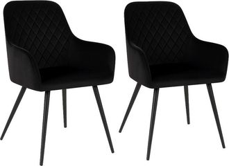Hellin Hellin - Lot de 2 chaises de salle à manger karu - Velours et pieds métal noir-Noir