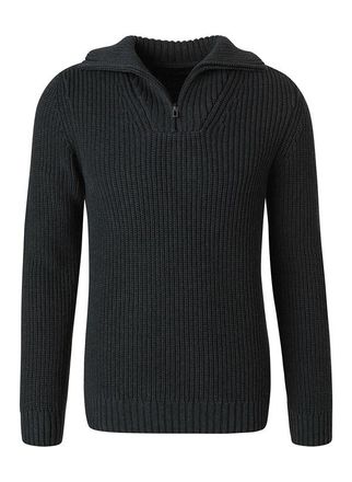 Ragman Herren Pullover grau Baumwolle unifarben