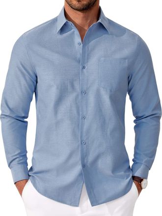 Coofandy Hemd Herren Langarm Oxford Hemden Regular Fit HerrenHemden Langarm Business Hemd Baumwolle Freizeithemd B&uuml;gelfreie Hemden Casual Oberhemd mit Tasche G