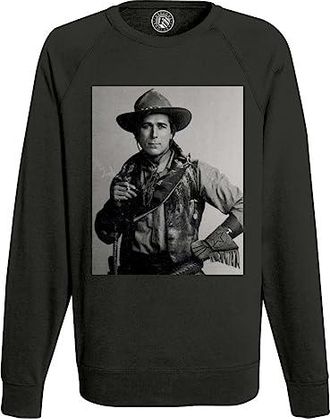 Fabulous Sweatshirt Homme Noir Photo de Cowboy avec Chapeau et Cigarette Original