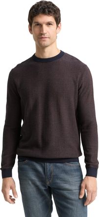 Tom Tailor Herren 1049372 Strickpullover aus Baumwolle, 39371-Navy Mid Brown Dot Stripe, L