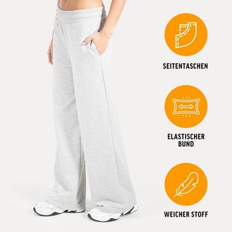 Smilodox Jogginghose Kanya, Baumwollhose, Baggy Fit, Weites Bein f&uuml;r Gym & Alltag mit Seitentasche, Elastischer Bund, weicher Stoff, Sporthose