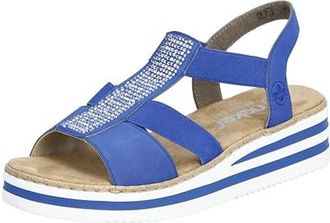 Rieker Femme V0209 Sandale, Bleu, 38 EU