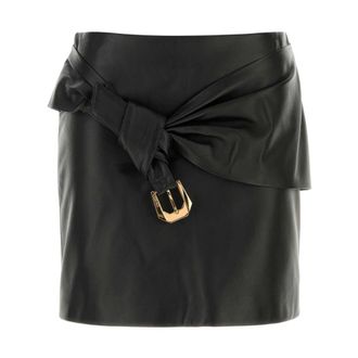 Versace Leder-Wickel-Minirock - - Skirts - Damen - Schwarzk - S
