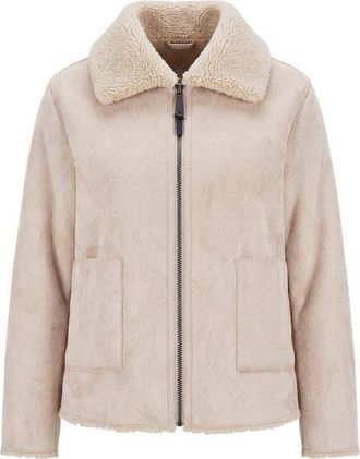 Ulla Popken Wendejacke Wendejacke Teddy/Kunstleder Hemdkragen Langarm