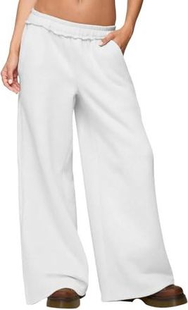 Generic Pantalon de jogging ample pour femme - Pantalon de surv&ecirc;tement d&eacute;contract&eacute; &agrave; taille &eacute;lastique - Pantalon large avec poches - Coupe ample - Jambe droit