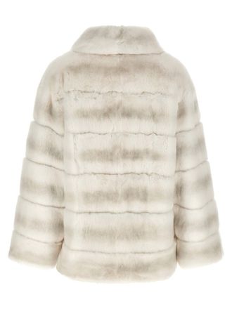 Yves Salomon Quilted Rabbit Fur Coat - Cream