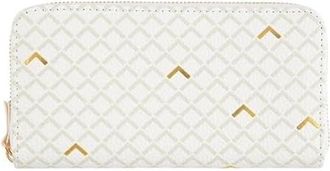 Draeger Grand Portefeuille Femme Polyuréthane - 18,5x10cm - Blanc et Doré - Nombreux Rangements Cartes et Papiers - Idée Cadeau Élégant - Accessoire Mode Coll