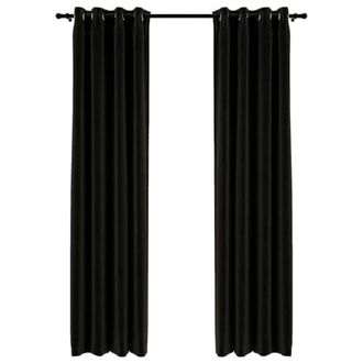 vidaXL 2X Rideaux Occultants Aspect de Lin Rideaux de Fen&ecirc;tre Salon Salle de S&eacute;jour Chambre &agrave; Coucher Maison Int&eacute;rieur Anthracite 140x245 cm