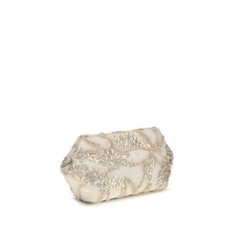Brunello Cucinelli Sequin-Embroidered Silk Organza Clutch - Beige