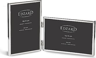 Edzard Double cadre photo Otto pour 2 photos de 10 x 15 cm, format portrait et paysage, plaqu&eacute; argent, anti-ternissement, avec dos en velours, cadre photo &agrave; 
