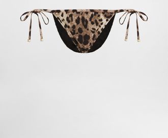 Dolce & Gabbana Bikinislip Mit B&auml;ndchen Leoprint - Frau Bademode Animalprint Jersey 1