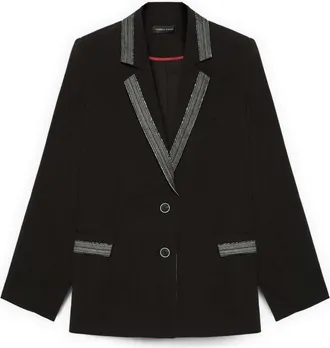 Fiorella Rubino Femme, Vestes, Noir, Taille: 44 FR Blazer avec d&eacute;tails brillants