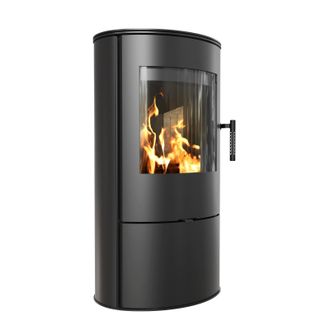 Kratki Kaminofen aus Stahl Rollo bereit Satz &Oslash; 150 7 kW mit Raumluftunabh&auml;ngig, Blass Verkleidung, freistehend, BImSchV 2, Staubauslass, 150 mm, EEK A Kamino