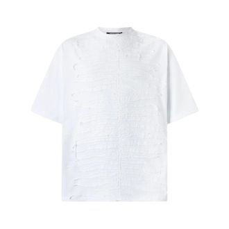 Roberto Cavalli Homme, Tops, Blanc, Taille: S T-shirt à motif zèbre texturé