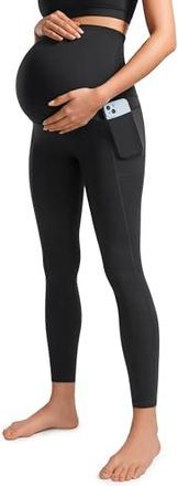 CRZ YOGA Butterluxe Leggings de Maternité avec Poches Entraînement Doux Yoga Grossesse Pantalonover - 64cm Noir 38