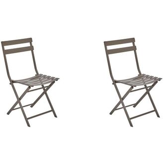 Hesperide Lot de 2 Chaises de jardin m&eacute;tal pliante Greensboro Caf&eacute; - Hesp&eacute;ride
