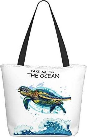 AOOEDM Take Me To Ocean Turtle Ladies Shopping Bag 13x11x7in.Le cadeau parfait pour la Saint-Valentin.Cest de la Saint-Valentin pour maman, fille, &eacute;pouse, et