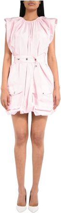 Msgm Msgm, Femme, Robes, Rose, Taille: 38 FR Belted Pocketed Mini Dress