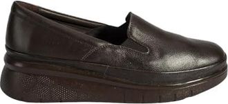 Desa Mocassins pour Femme - Tige en Cuir, Talon compens&eacute;, Respirants | Brun - 38