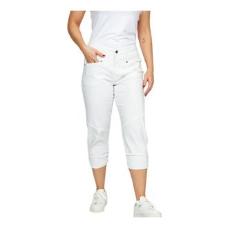 2-Biz Femme, Pantalons, Blanc, Taille: 36 FR Pantalon Blanc &Eacute;court&eacute; avec Bas Fronc&eacute;