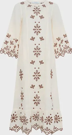 Gerard Darel Robe en lin &agrave; broderies ajour&eacute;es - ANTONIA - Naturel
