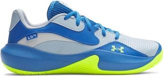 Under Armour Mens UA Lockdown 7 Low Basketball Trainers Shoes, Blue Calm Blue Atlantis High Vis Yellow, 40 EU