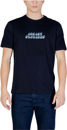 A|X Armani Exchange Homme, Tops, Bleu, Taille: 2XL T-shirt en coton &agrave; manches courtes et col rond