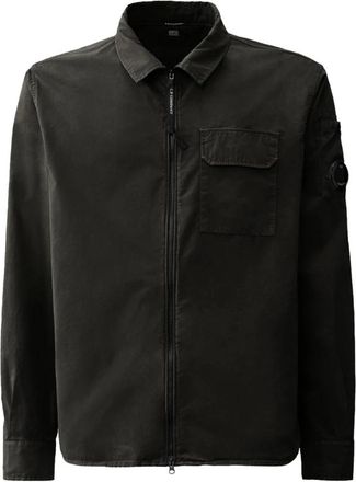 C.P. Company Schwarze Zip-Hemdjacke 100% Baumwolle - - Jackets - Herren - Schwarzk - M