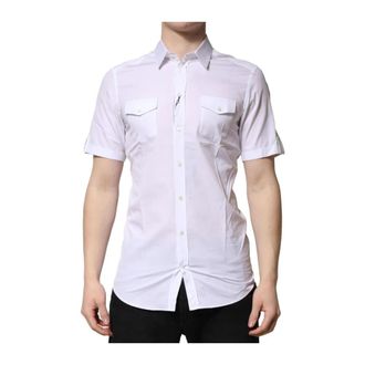 Dolce & Gabbana Wei&szlig;e Baumwoll-Casual-Hemd mit Taschen - - Shirts - Herren - Wei&szlig; - XS