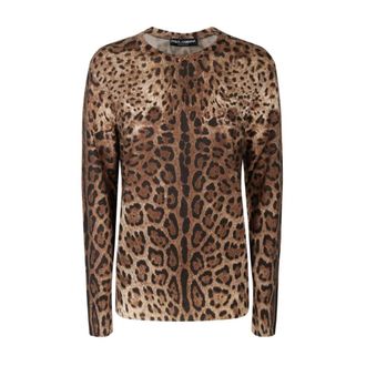 Dolce & Gabbana Kaschmirpullover mit Leopardenmuster - - Knitwear - Damen - Braun - L