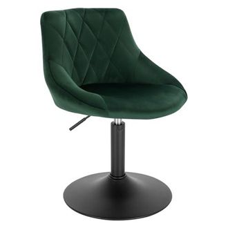 Woltu Tabouret de Bar, Réglable en Hauteur et Pivotant, Tabouret de bistrot en Velours Structure métallique, Hauteur Réglable de 38-49,5cm, Vert Foncé, BH24