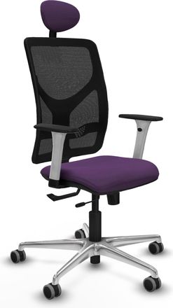 Piqueras y Crespo Schreibtischstuhl mit wei&szlig;en und schwarzen Armlehnen, h&ouml;henverstellbarer Lendenwirbelst&uuml;tze und festem Kopfteil, ausgestattet mit Syncro/Traslack. Sch