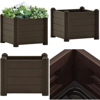 vidaXL Lit sur&eacute;lev&eacute; de jardin PP Moka 43x43x35 cm - Jardiniere Exterieur - Pot Plante Ext&eacute;rieur - Bac Plante - Fleurissement Ext&eacute;rieur - D&eacute;coration Jardin