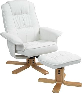 IDIMEX Relaxsessel Charly mit Hocker drehbar neigungsverstellbar wei&szlig; [Max. Belastbarkeit 100 kg] f&uuml;r Wohnzimmer, TV-Sessel Fernsehsessel mit Liegefunktion P