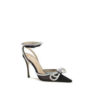 Mach & Mach Womens Crystal-Bow Silk Satin Pump Black Upper
