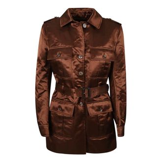 Tom Ford Gl&auml;nzende Duchesse Safari Jacke - - Jackets - Damen - Braun - 2XS