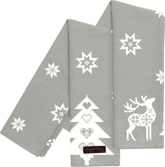 Ragged Rose Tracy Weihnachts-Geschirrtücher, Baumwolle, Silbergrau, 70 x 50 cms, 2