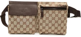 Gucci Bauchtaschen - GG Canvas Double Pocket Belt Bag - Gr. ONE SIZE - in Braun - f&uuml;r Damen