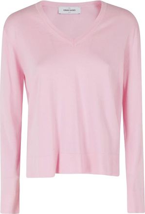 Gran Sasso Femme, Pulls, Rose, Taille: 38 FR Pull V-neck